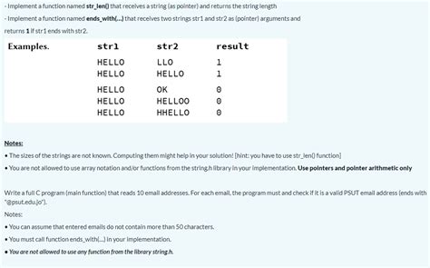 Solved Implement A Function Named Str Len That Receives Chegg