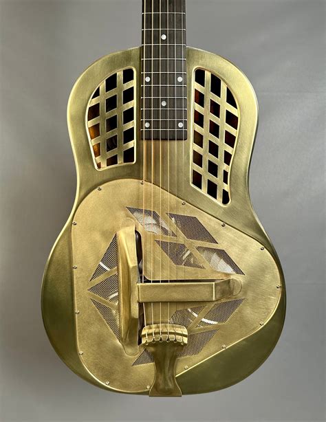 National Reso Phonic Tricone Raw Brass Acoustic Resonator Guitar