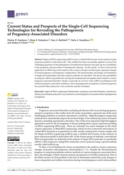 PDF Current Status And Prospects Of The Single Cell Sequencing Technologies For Revealing The