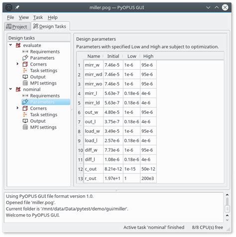 1152 Setting Up A Nominal Design Task — Pyopus 0112 Documentation