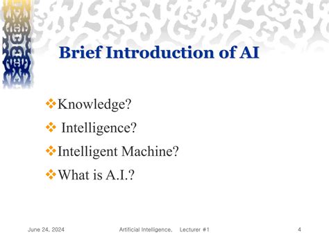 Artificial Intelligence Lecture Slide 01 Ppt