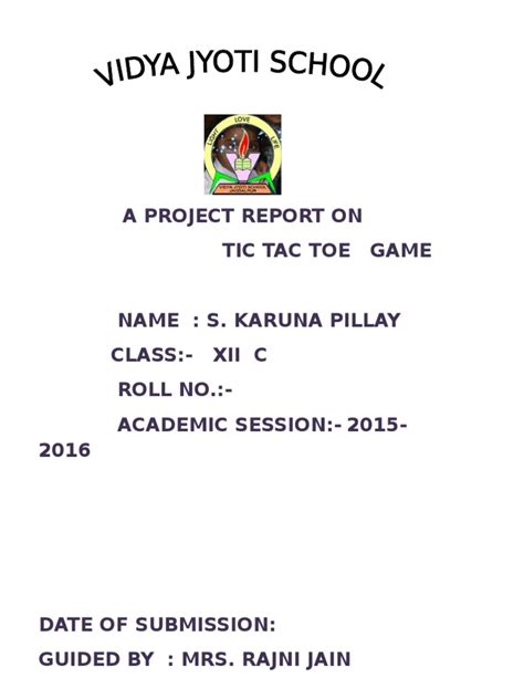 Tic Tac Toe Game Project Report Pdf Microsoft Windows Control Flow