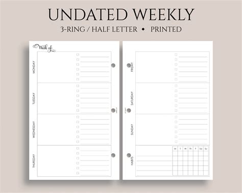 Undated Horizontal Weekly Layout With To Do List Habit Tracker PT Paper