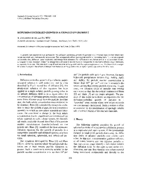 Pdf Diffusion Controlled Growth In A Crowded Environment Ramesh Jagannathan