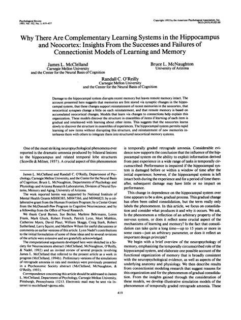 Why There Are Complementary Learning Systems In The Hippocampus And