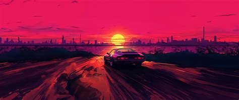 3440x1440 Retro Neon Ride Synthwave Cityscape Vibes Ultrawide Quad Hd