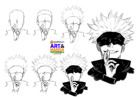 Gojo Satoru Drawing Color Step By Step