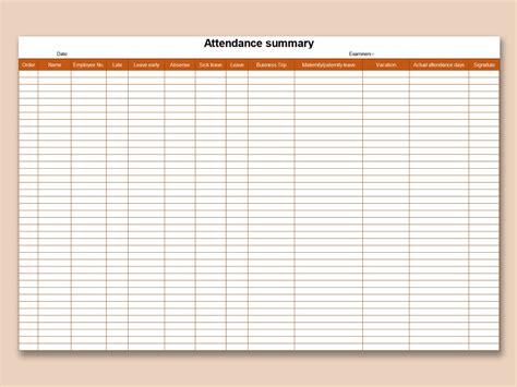 EXCEL Of Fresh Warm Business Attendance Summary Xlsx WPS Free Templates