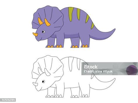 재미있는 만화 공룡 트리케라톱스 색칠하기 책에 대한 그림 고생물학에 대한 스톡 벡터 아트 및 기타 이미지 고생물학 공룡 낙서 드로잉 Istock
