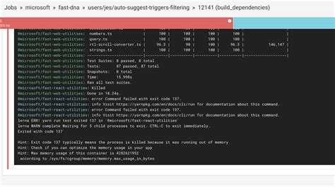 Investigate Yarn Error Code 137 · Issue 2470 · Microsoftfast · Github