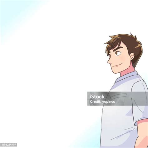 젊은 간호사 남자가 흰 코트를 입고 있다 그는 희망찬 얼굴로 먼 곳을 응시한다 남성에 대한 스톡 벡터 아트 및 기타 이미지 남성 남자 등장인물 Istock