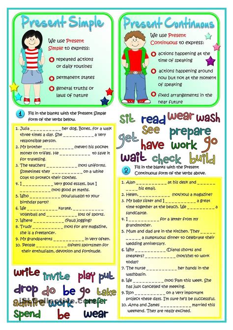 Present Simple Present Continuous Past Simple Worksheet
