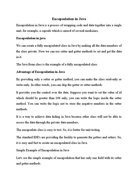 Encapsulation In Java Pdf Models Of Computation Class Computer