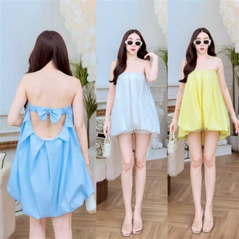 P1467 Primmmstory เดรสลูกไม้สายเดี่ยวซีทรูเว้าอก Shopee Thailand