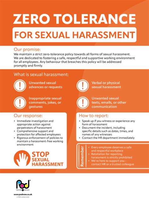 Zero Tolerance For Sexual Harassment Pod Posters On Demand