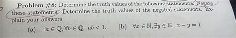 Solved Problem Determine The Truth Values Of The Chegg