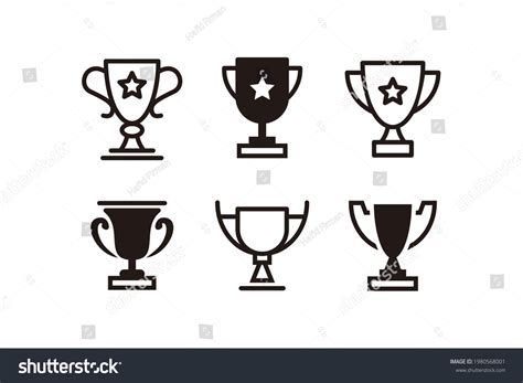 Set Simple Trophy Icon Illustration Design Stock Vector Royalty Free