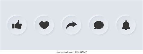 Neumorphism Social Media Buttons Set Dark Stock Vector Royalty Free
