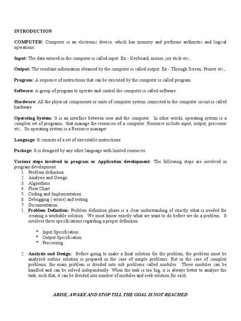 C Language Full Notes Pdf C Programming Language Data Type
