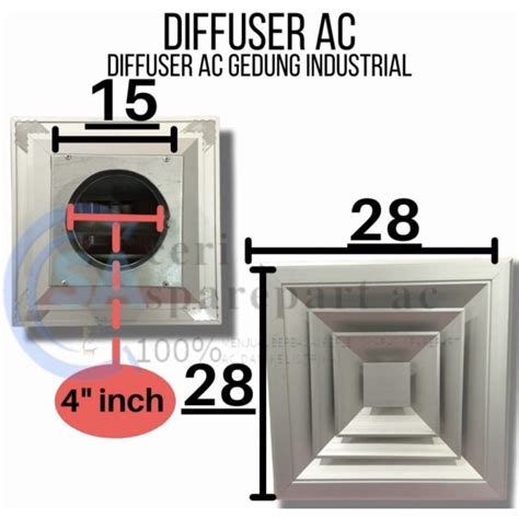 Jual Difuser Ducting Ac 28x28cm Ukuran Luar Cerobong 4inch Diffuser Ac Shopee Indonesia