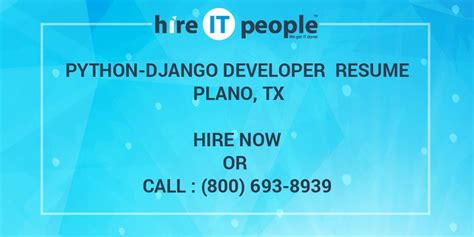 Python Django Developer Resume Plano Tx Hire It People We Get It Done