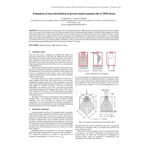 Estimation Of Stress Distribution In Precast Tunnel Segments Due To Tbm