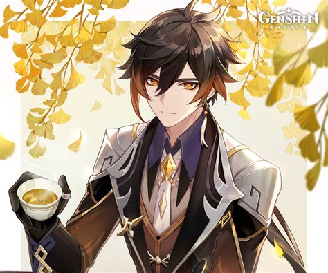 Download Zhongli With Tea Wallpaper Wallpapers Com