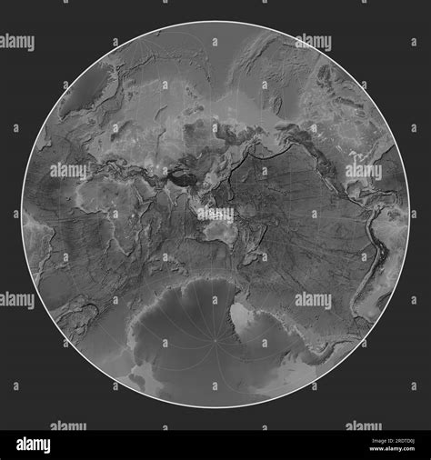 Banda Sea Tectonic Plate On The Grayscale Elevation Map In The Lagrange Oblique Projection