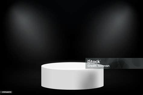 원통형 연단과 프로젝터가 있는 어두운 스튜디오 3d 벡터 일러스트 레이 션 0명에 대한 스톡 벡터 아트 및 기타 이미지 0명 3차원 형태 강단 Istock