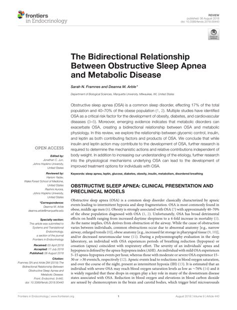 Pdf The Bidirectional Relationship Between Obstructive Sleep Apnea And Metabolic Disease