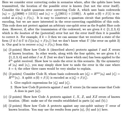 solved here we consider error correcting codes in scenarios