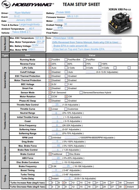 Offroad Team Driver Setup Sheets Hobbywing Guru Support Center