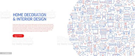 패턴홈 데코레이션 및 인테리어 디자인 관련 배너 디자인 현대 라인 스타일 아이콘 벡터 일러스트레이션 거실에 대한 스톡 벡터 아트 및 기타 이미지 Istock