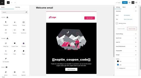 Visual Email Editor Noptin