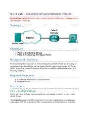 Nmap LAB Docx 9 3 8 Lab Exploring Nmap Instructor Version Instructor Note Red Font Color Or