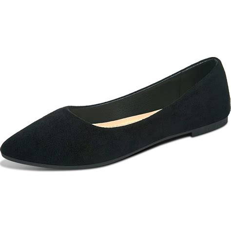Shirry Trendy Womens Faux Suede Pointed Toe Ballet Flats Comfortable Slip On Loafer Dress