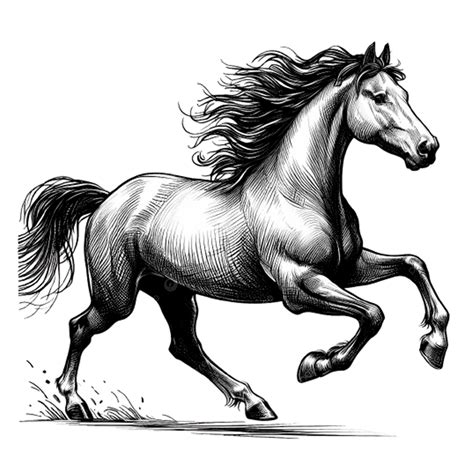 White And Black Horse Sketch Image Running Horse Image Horse Png