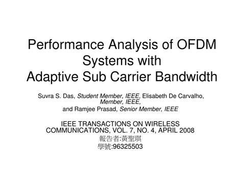 Ppt Performance Analysis Of Ofdm Systems With Adaptive Sub Carrier