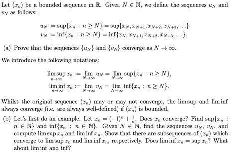 Solved Let N Be A Bounded Sequence In R Given N EN We Chegg