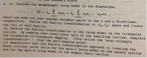 Solved A ﻿consider The Anisotropic Ising Model In Two
