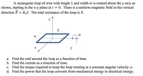 Solved A Rectangular Loop Of Wire With Length L And Width W Chegg
