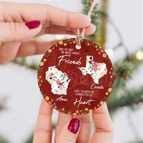 Personalized Long Distance Friends State To State Ceramic Ornament