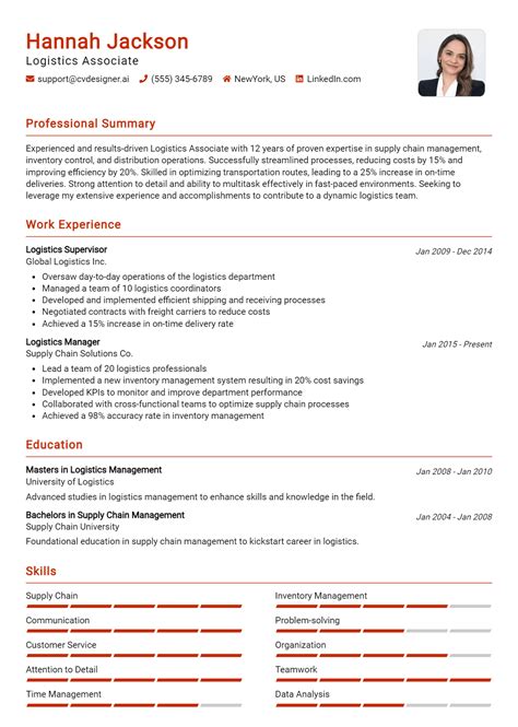 Logistics Associate Resume Example For 2024 Strategies And Templates