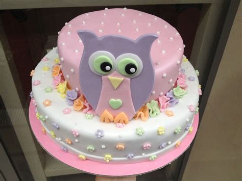 Two Tier Owl Birthday Cakes