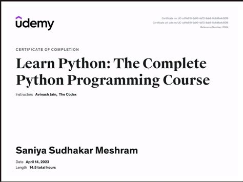saniya meshram on linkedin udemy pythonprogramming