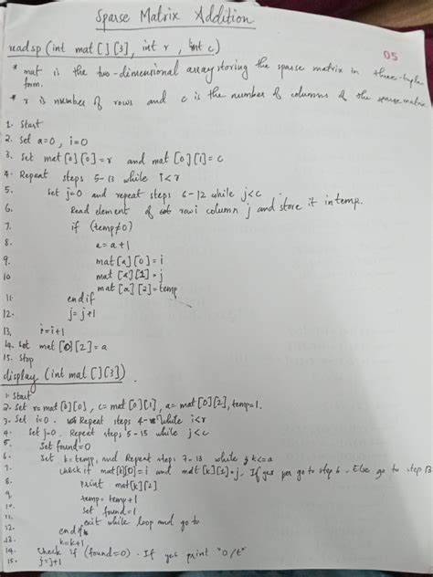 Sparse Matrix Addition Algorithm In C Pdf