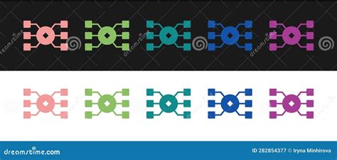 Set Neural Network Icon Isolated On Black And White Background Artificial Intelligence Ai Stock