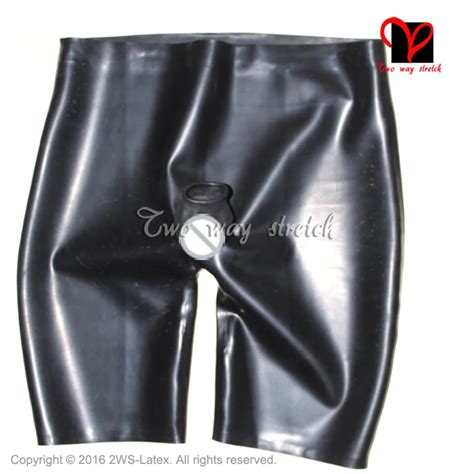 Clearance Offer For Sexy Black Latex Boxer Shorts With Penis Sheath
