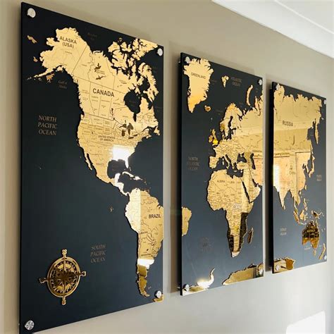 Mirrored Map Of The World Etsy