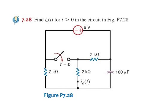 solved 7 28 find i o t for t 0 in the circuit in fig